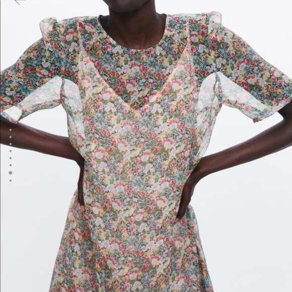 Zara | Dresses | Zara Asymmetrical Flower Dress For Summer | Poshmark